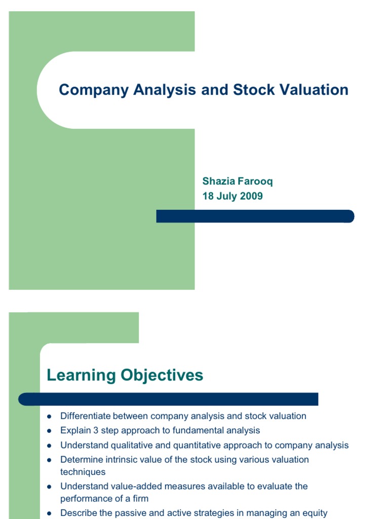 Final - Company Analysis and Stock Valuation | PDF | Stocks | Valuation ...