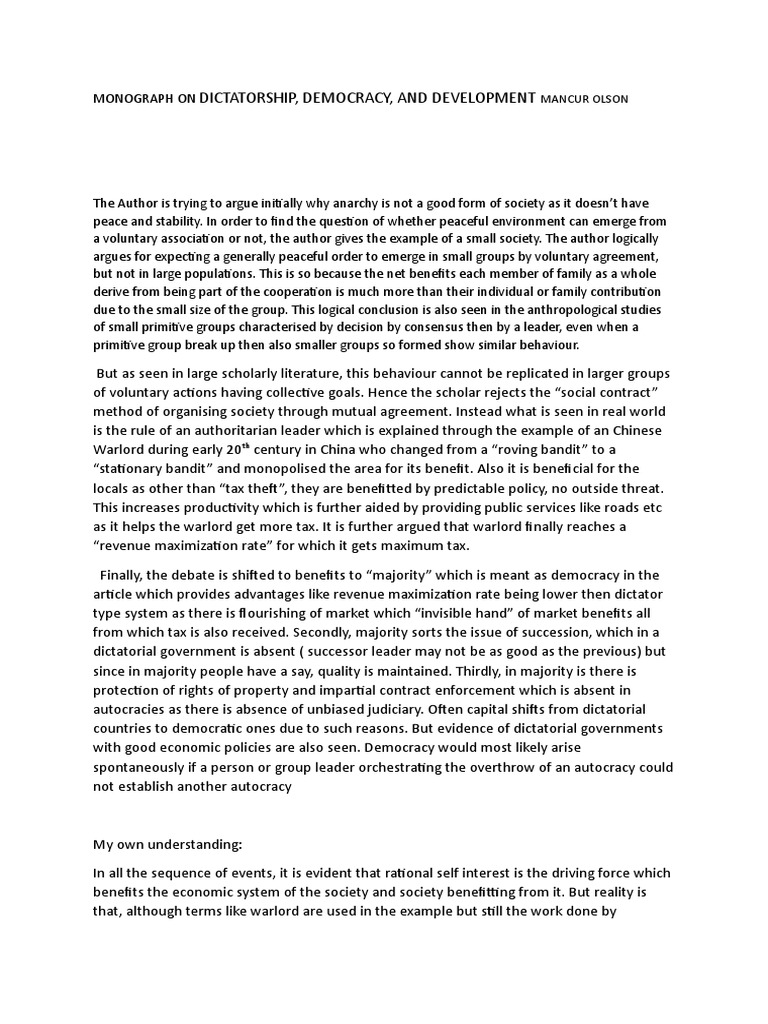 Monograph On Dictatorship | PDF | Dictatorship | Democracy