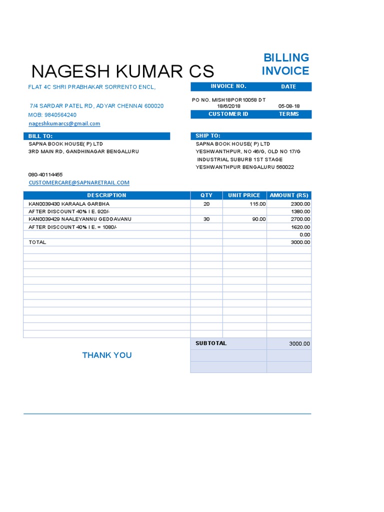 Billing Invoice Template | PDF