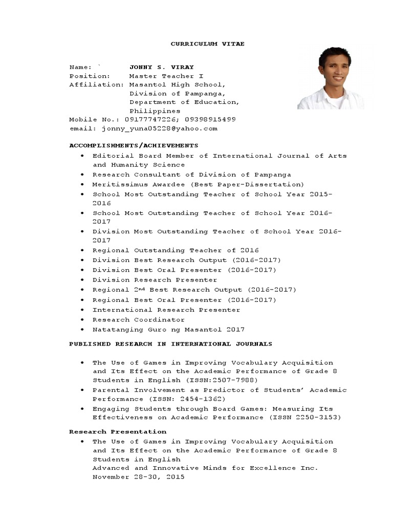 Curriculum Vitae | PDF | Change | Behavior Modification