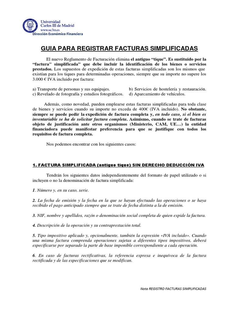 6 5 5 Facturacion Nota Explicativa Facturas Simplificada | PDF ...