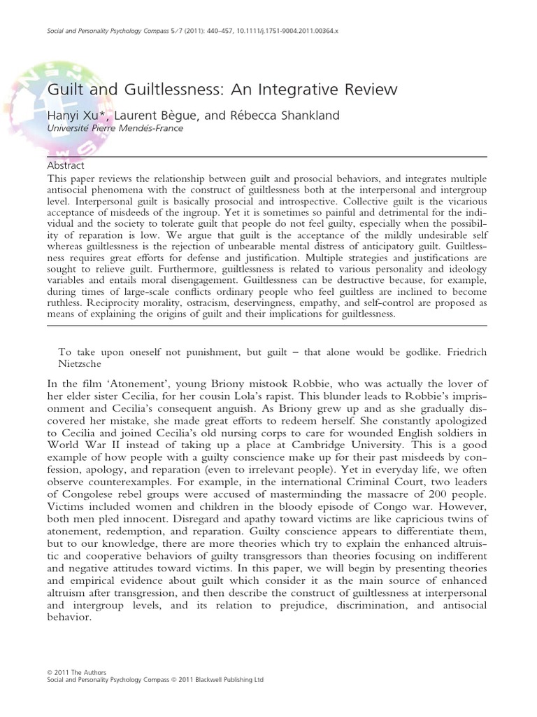 Guilt and Guiltness | PDF | Guilt (Emotion) | Empathy