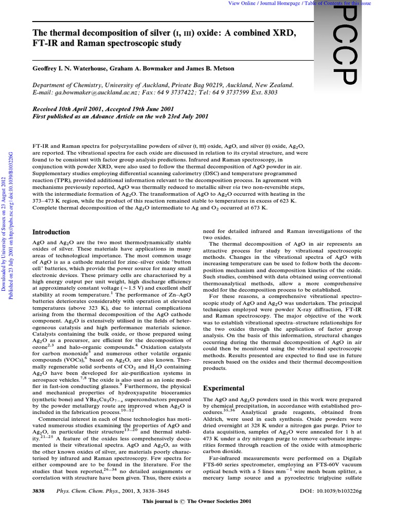 Silver Raman Ag2O Raman | PDF | Silver | Spectroscopy