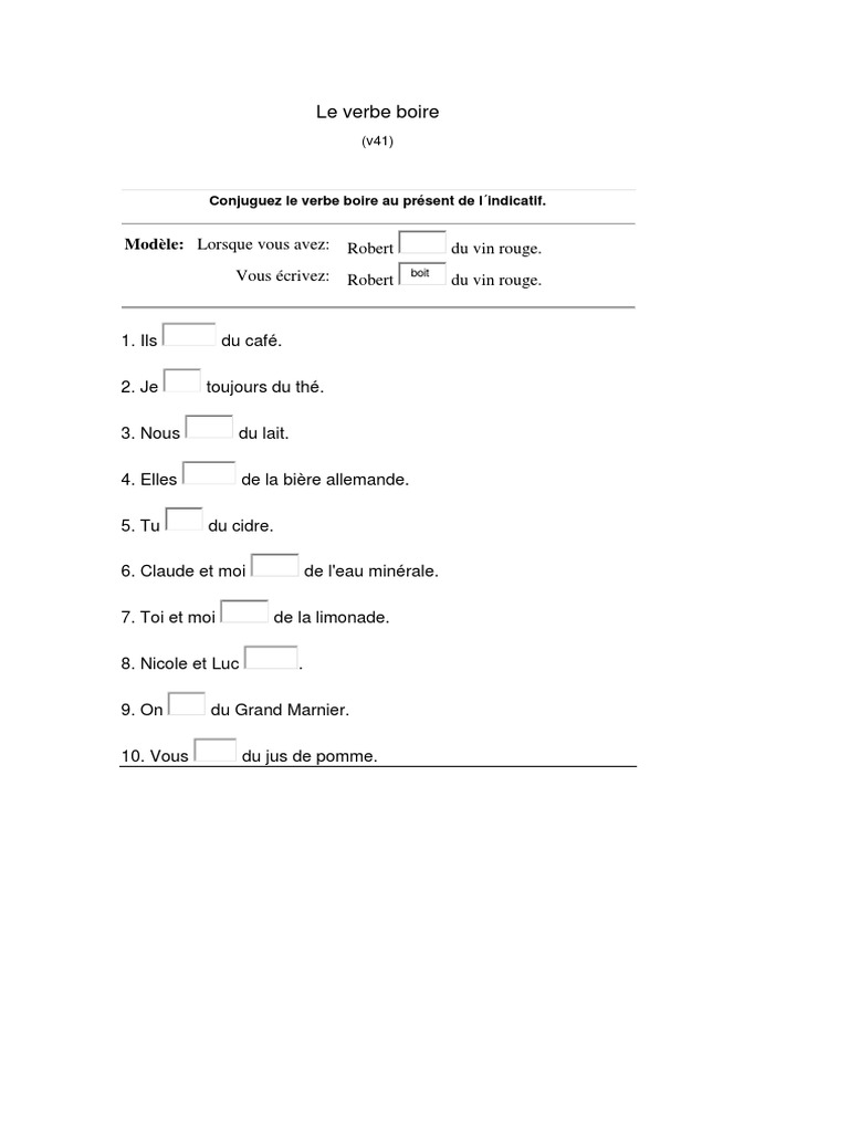 Le Verbe Boire | PDF