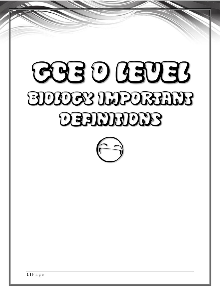 O Level Bio Definitions | PDF | Sexual Reproduction | Lung