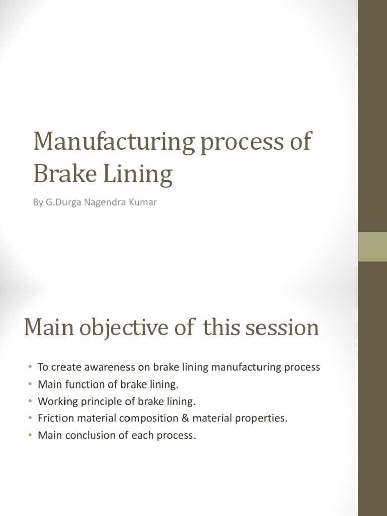 Brake Lining Manufacturing Process Overview | PDF | Friction | Brake