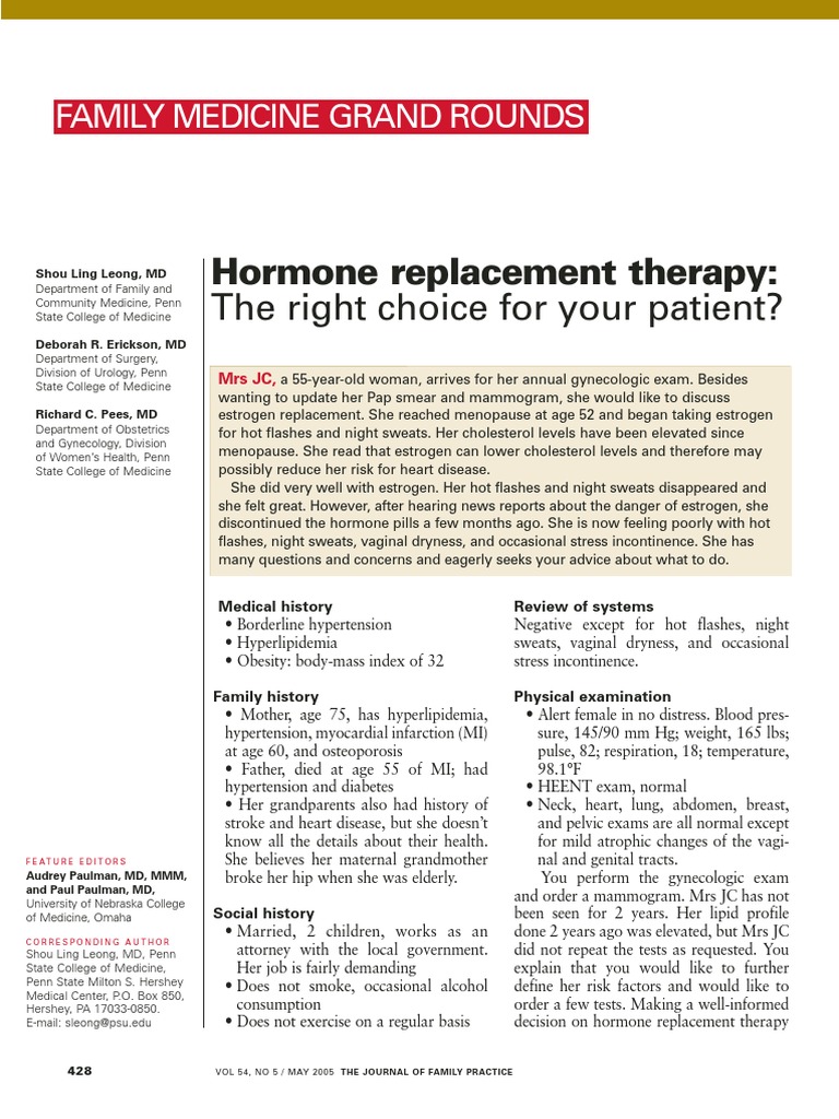 Hormone Replacement Therapy The Right Choice For Your Patient | PDF ...