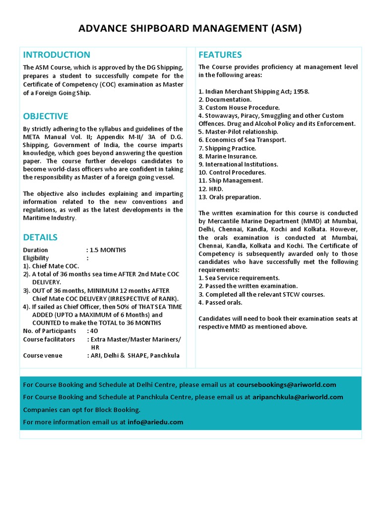 Advance Shipboard Management (Asm) : Features | PDF | Water Transport ...