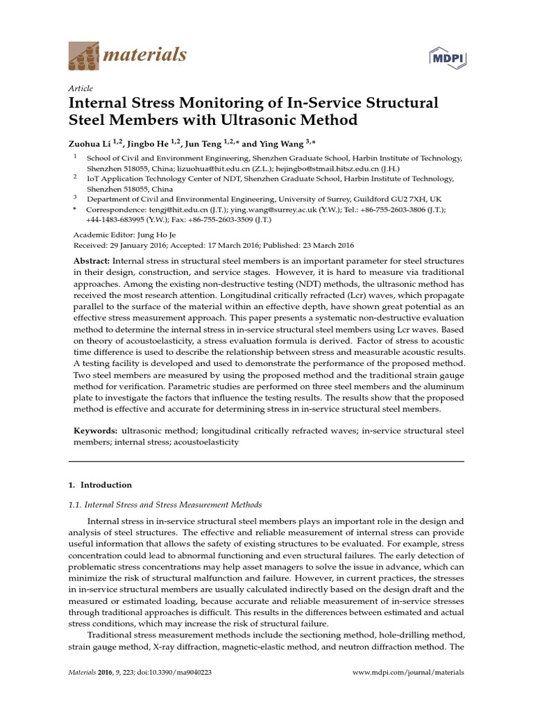 Internal Stress Monitoring of In-Service Structural Steel Members With ...