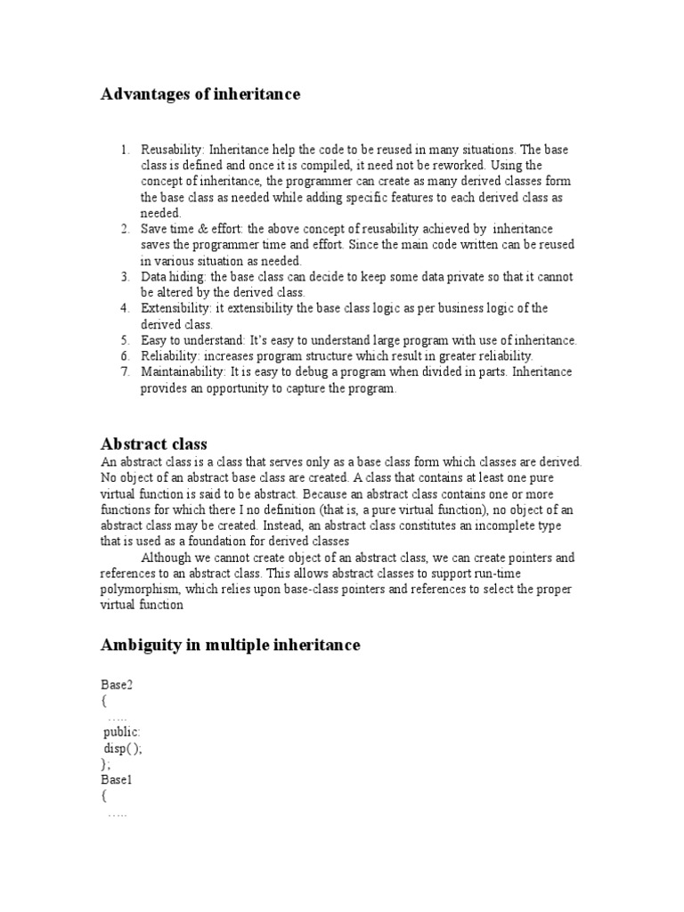Advantages Of Inheritance Inheritance Object Oriented Programming Class Computer Programming