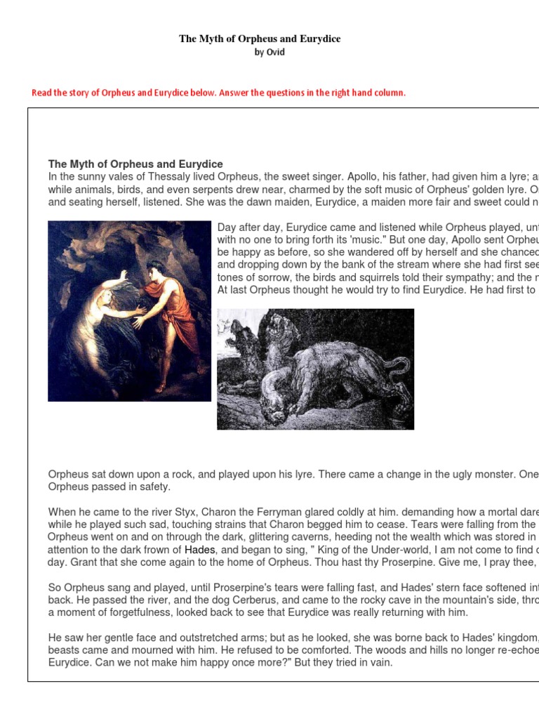 Comparing the Myth of Orpheus and a Tree Telling of Orpheus | Orpheus ...