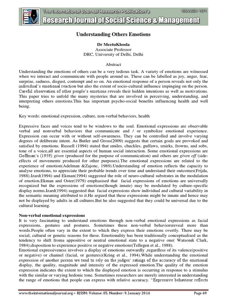 Understanding Others Emotions Pdf Pdf Emotions Affect Psychology