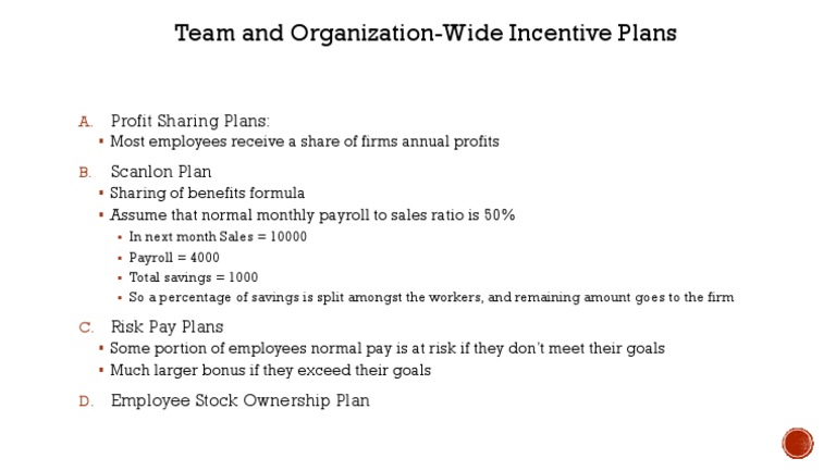 Team and Organization-Wide Incentive Plans: Profit Sharing Plans ...