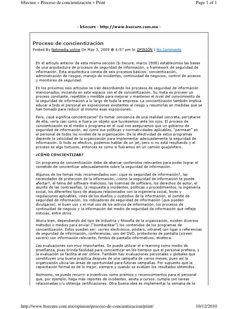 Proceso de Concientización | PDF | Ingeniería Social (Seguridad ...