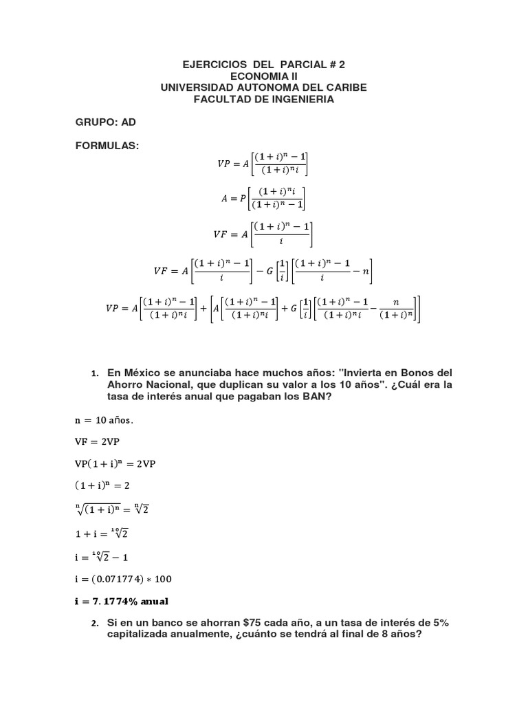 Ejercicios Baca Urbina | PDF | Interés | Euro
