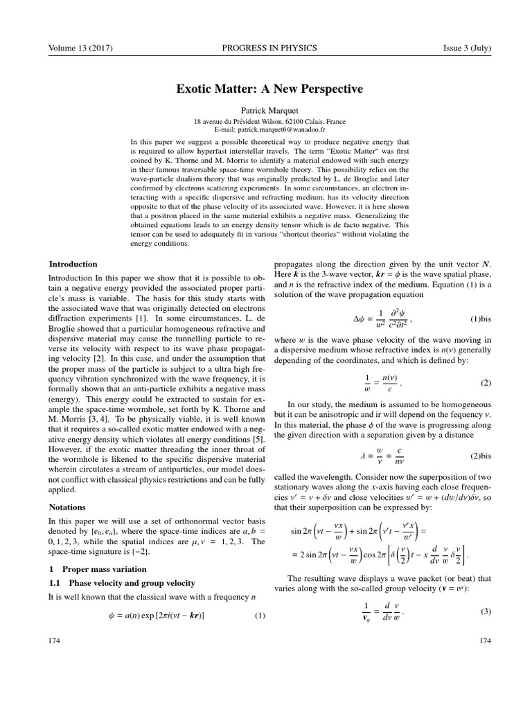 Exotic Matter Theory | PDF | Waves | Dispersion (Optics)