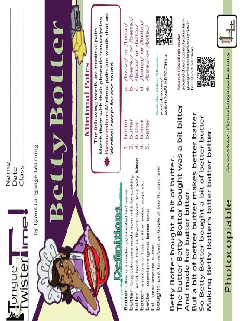 Betty Botter Worksheet | PDF