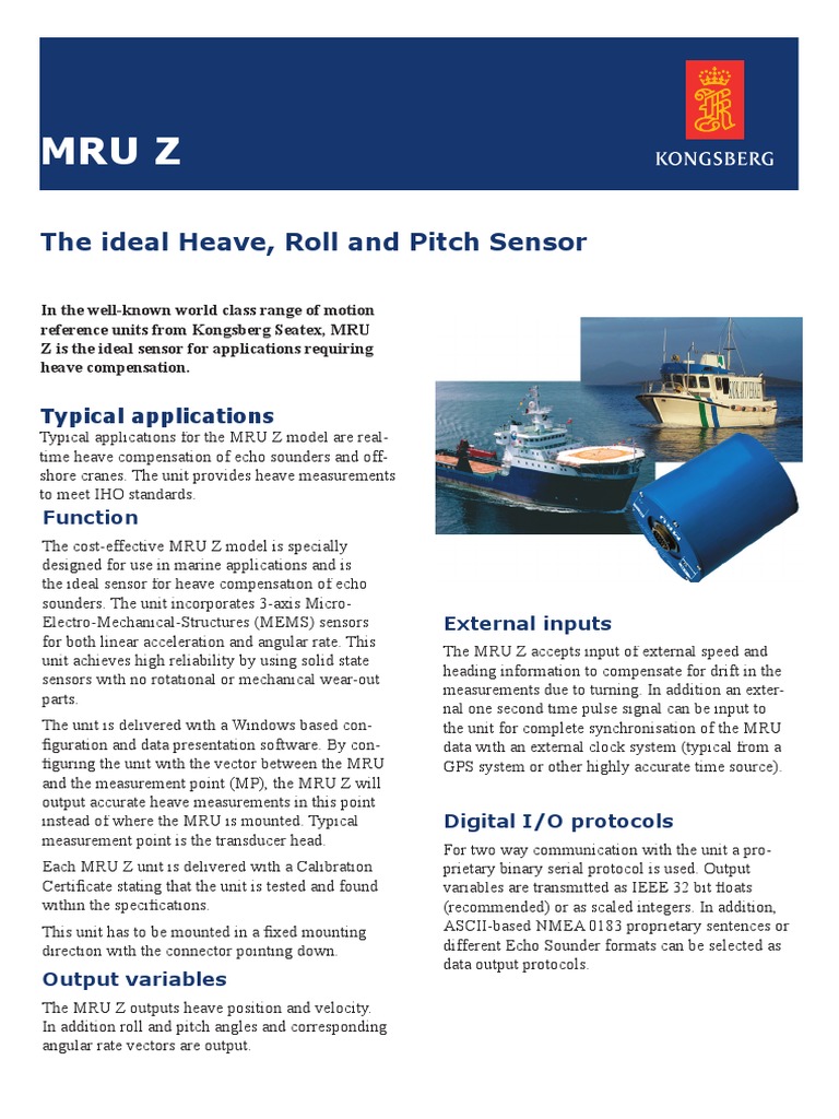 Mru Z: The Ideal Heave, Roll and Pitch Sensor | PDF | Sensor ...