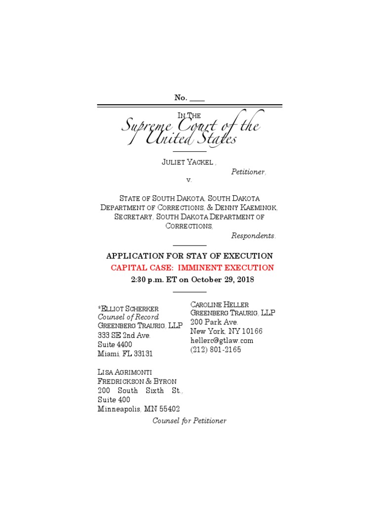 Application For Stay of Execution of Rodney Berget | PDF | Certiorari ...