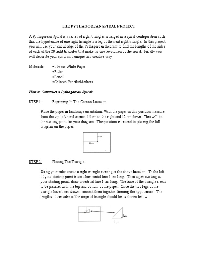 Pythagorean Spiral Project Guide | PDF | Triangle Geometry | Triangle