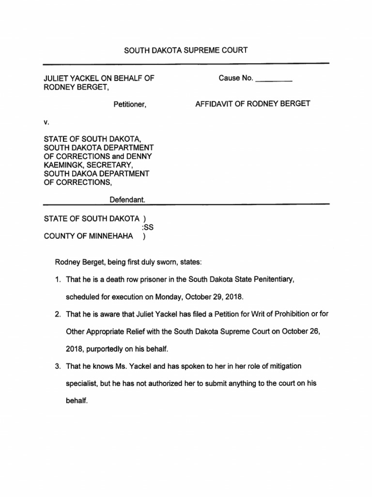 Rodney Berget Files Affidavit Saying He Doesn't Want To 'Contest ...