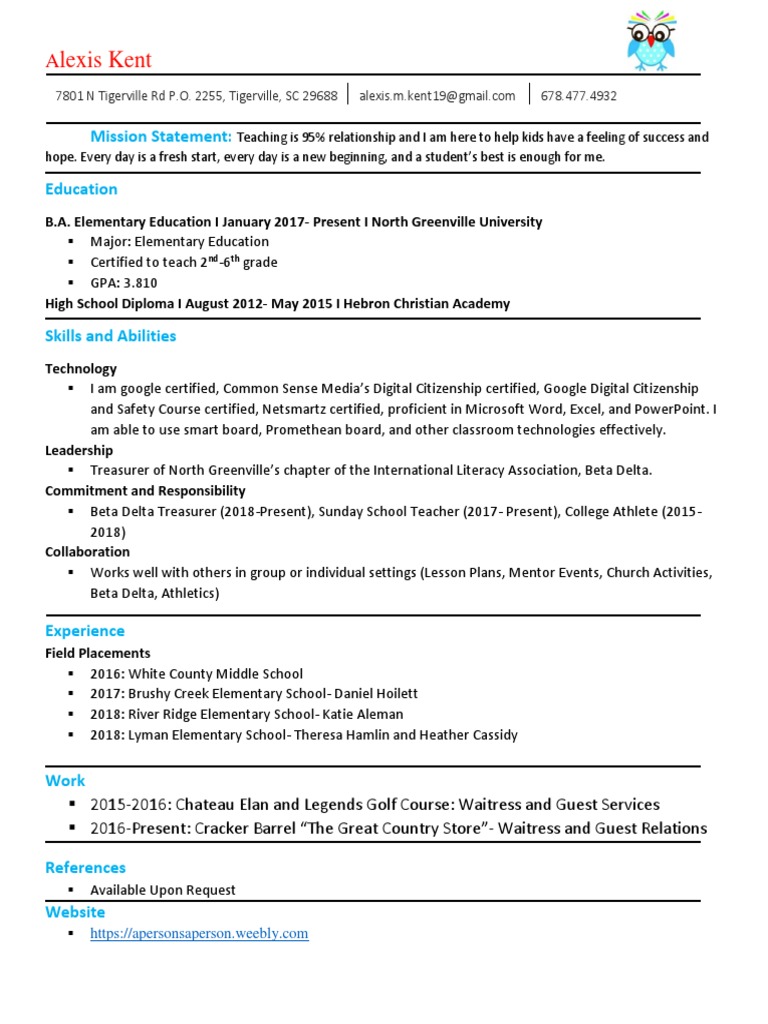 Alexis Kent: Educator Profile | PDF | Career & Growth