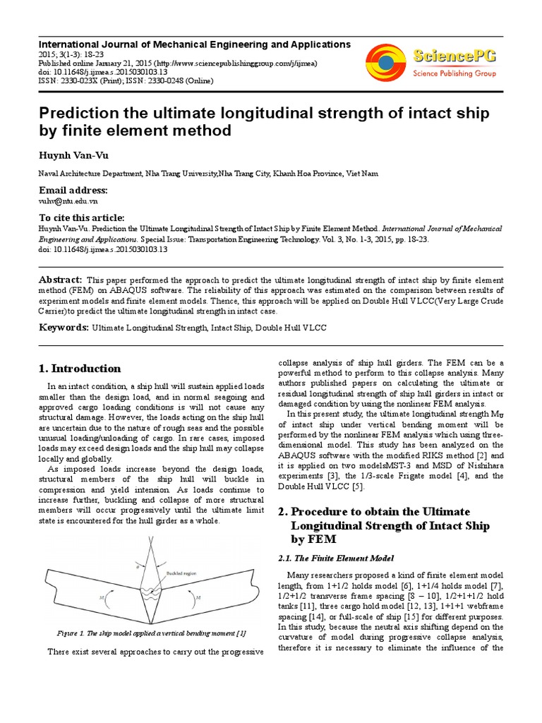 Prediction The Ultimate Longitudinal Strength of Intact Ship by Finite Element Method | Download ...