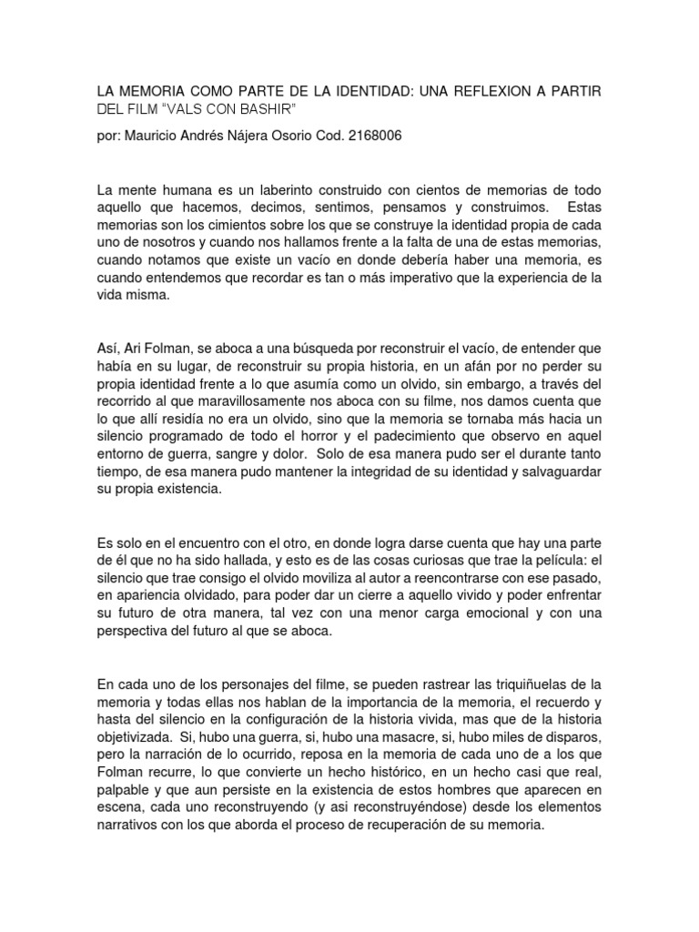 Reflexion Vals Con Bashir | PDF