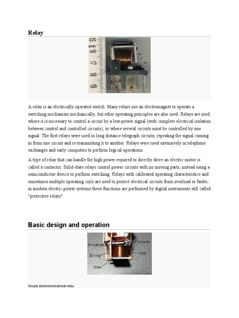 Simple Electromechanical Relay | PDF | Relay | Switch
