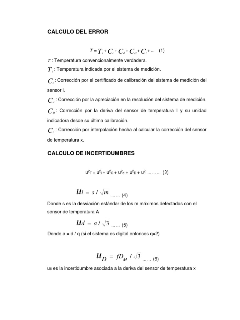 Calculo Del Error | PDF | Sensor | Medición