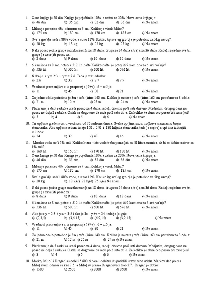 Test Proporcije | PDF