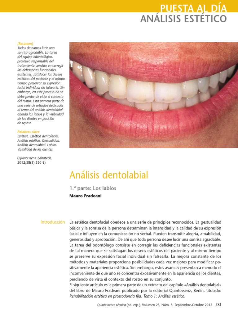 Analisis Dento Labial 1era Parte Los Labios Pdf Odontología