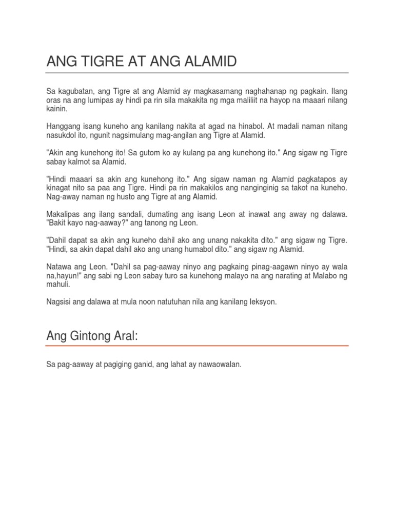 Ang Tigre at Ang Alamid | PDF