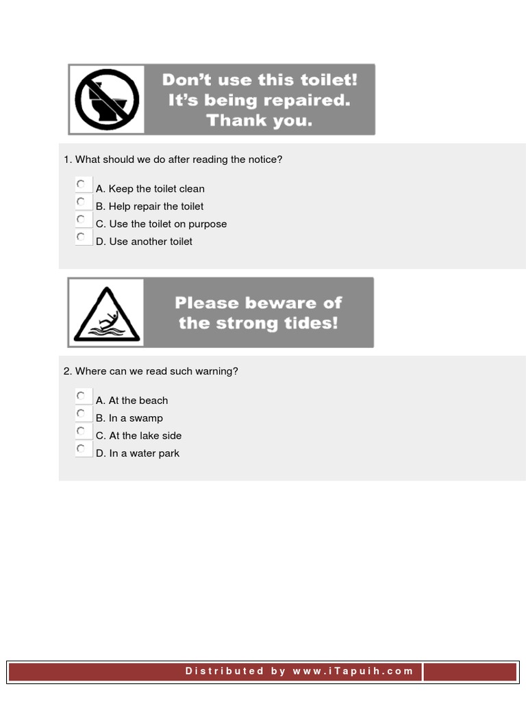 Safety Signs and Warnings Quiz | PDF