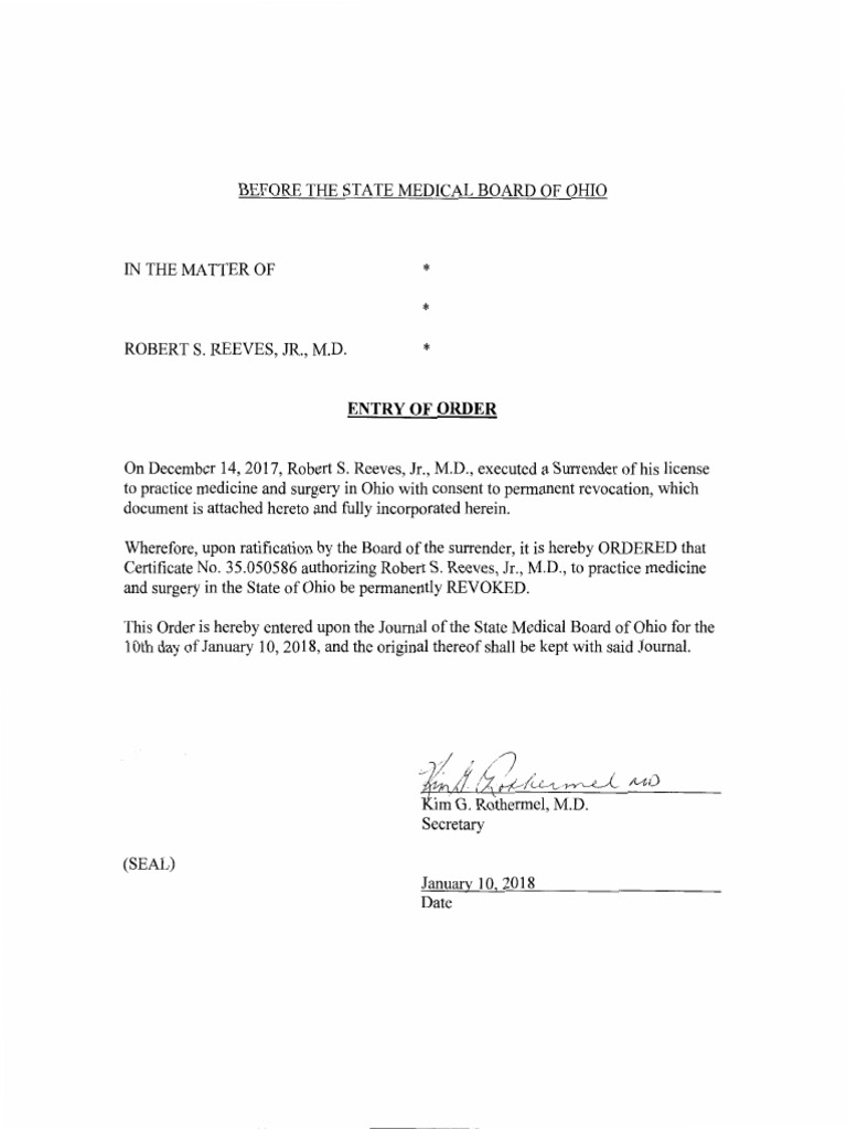 Dr. Robert Reeves Medical Board | PDF