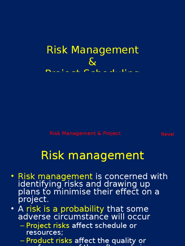 Risk Management & Project Scheduling | PDF | Risk Management | Risk