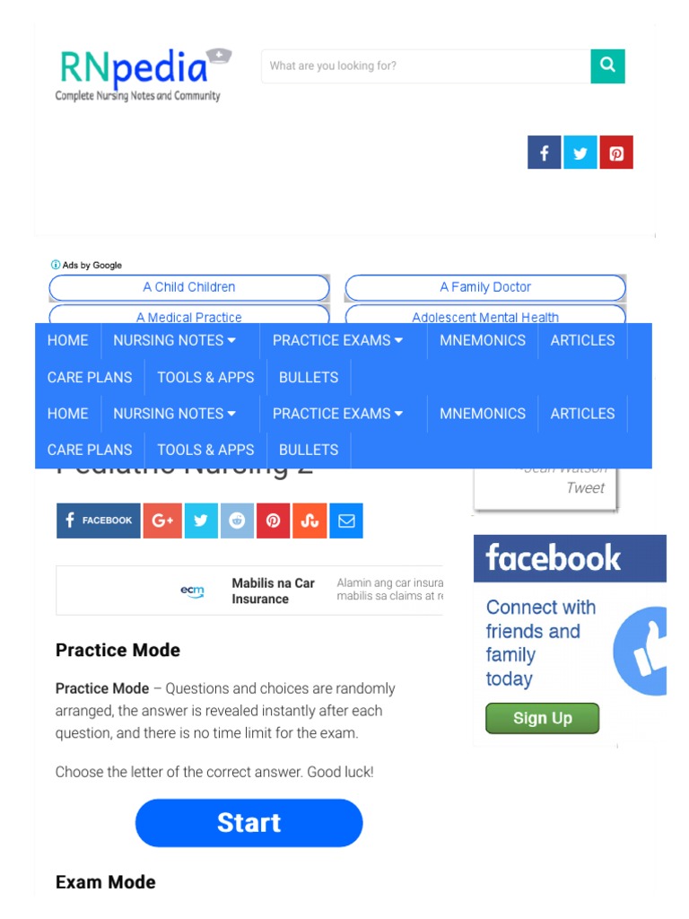 NCLEX Practice Exam For Pediatric Nursing 2 - RNpedia | PDF | National ...
