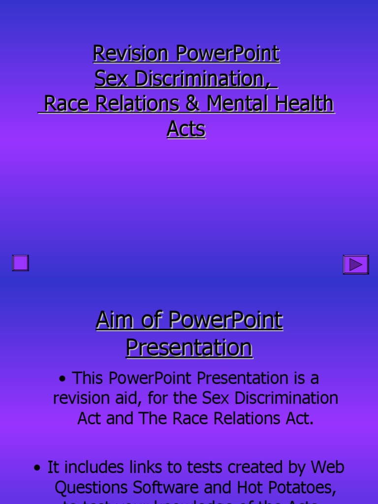 Revision Powerpoint Sex Discrimination, Race Relations & Mental Health ...