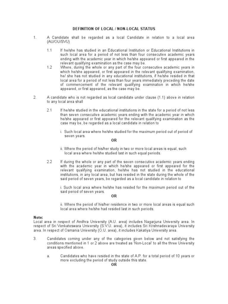 Definition of Local Nonlocal Status | PDF | Government | Justice