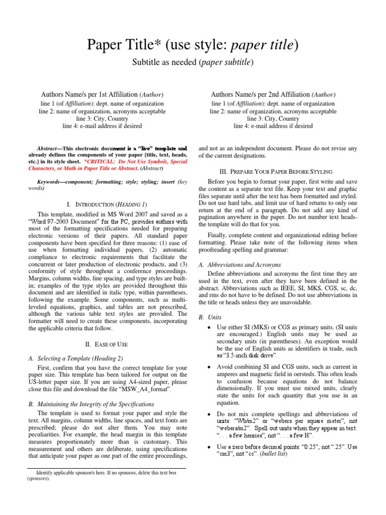 Paper Title (Use Style: Paper Title) : Subtitle As Needed (Paper Subtitle) | PDF | Bracket ...