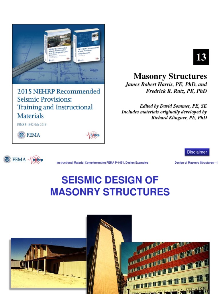 NEHRP SeismicDesignofMaso PDF | PDF | Masonry | Mortar (Masonry)