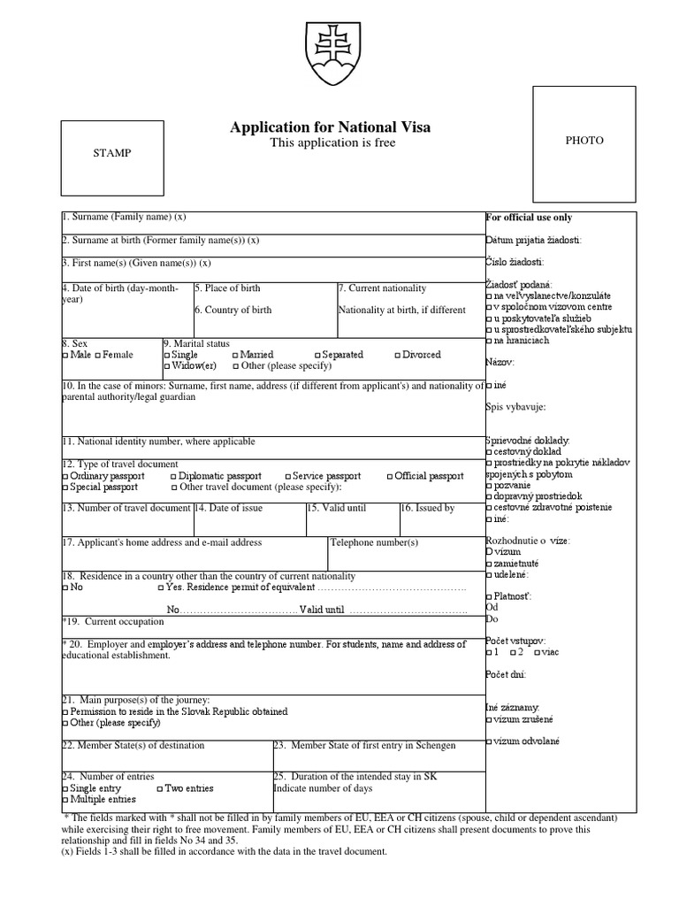 Application For National Visa | PDF | Travel Visa | Passport