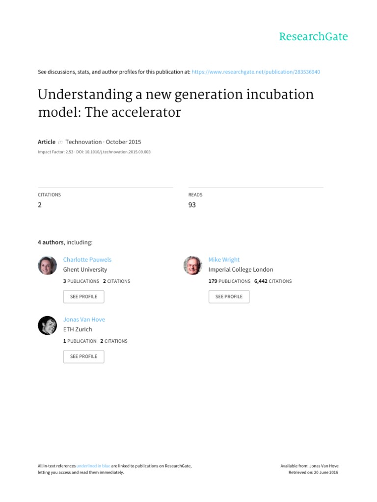 Understanding A New Generation Incubation Model The Accelerator | PDF ...