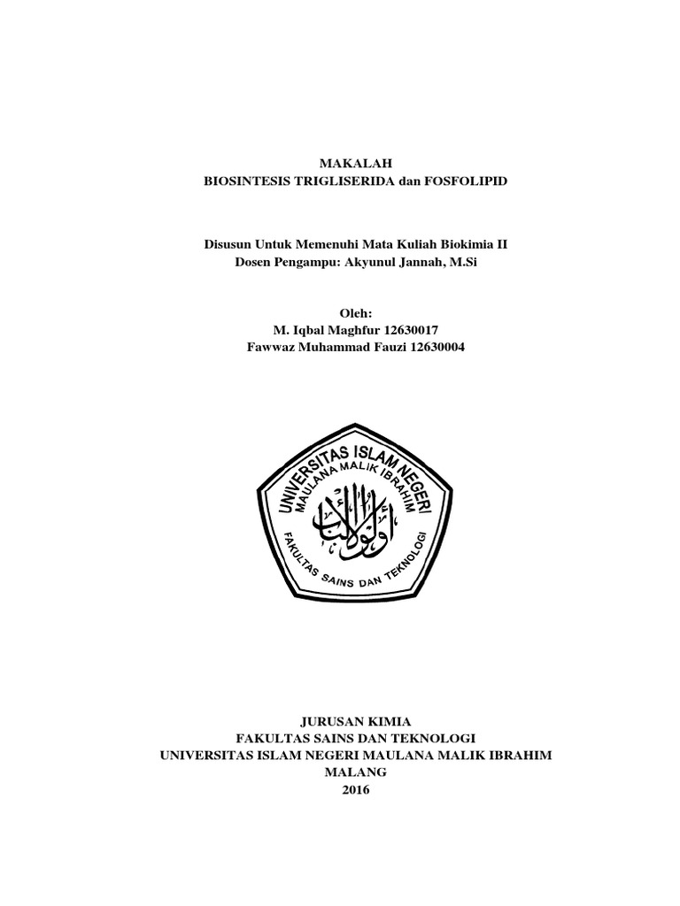 Biosintesis Trigliserida dan Fosfolipid | PDF