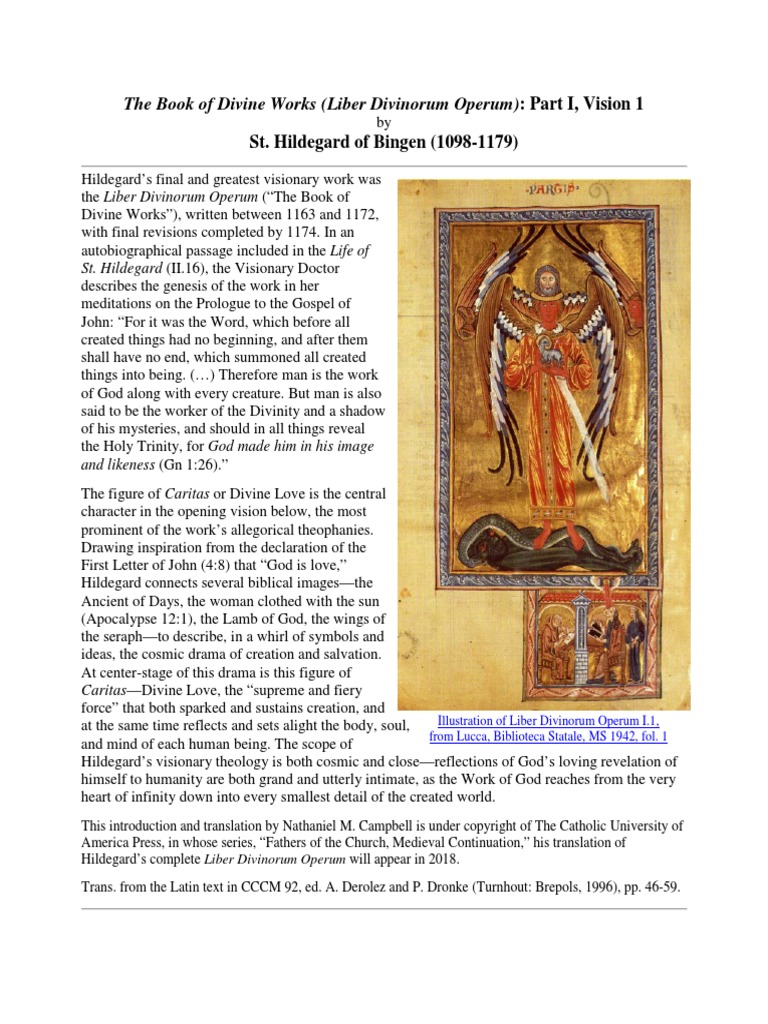 Hildegard of Bingen Book of Divine Works: Part I, Vision 1 | PDF ...