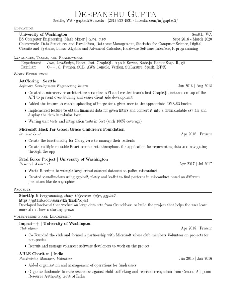 Deepanshu Gupta Resume | Download Free PDF | Application Programming Interface | Software