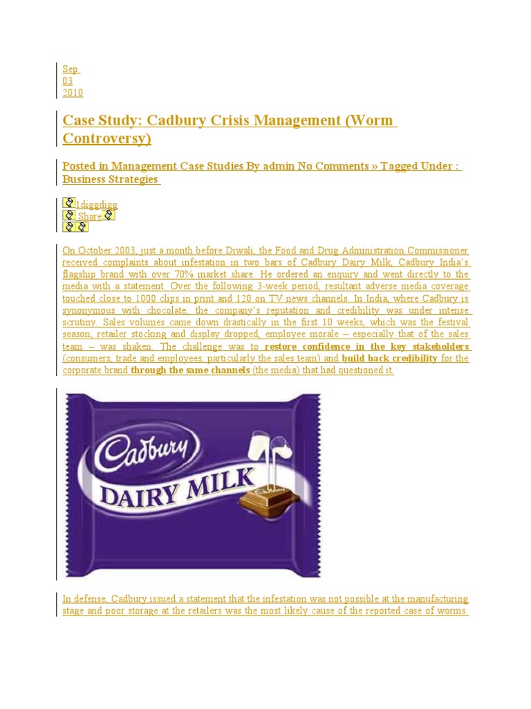 Cadbury Case | PDF | Brand | Reputation