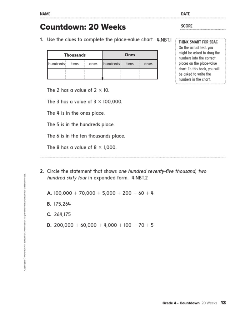 Count Down Weeks 20-1 Smarter Balance Think Smart | PDF | Teaching ...