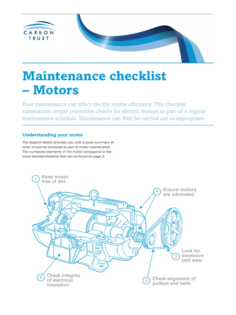 Maintenance Checklist - Motors: Understanding Your Motor | PDF | Belt ...