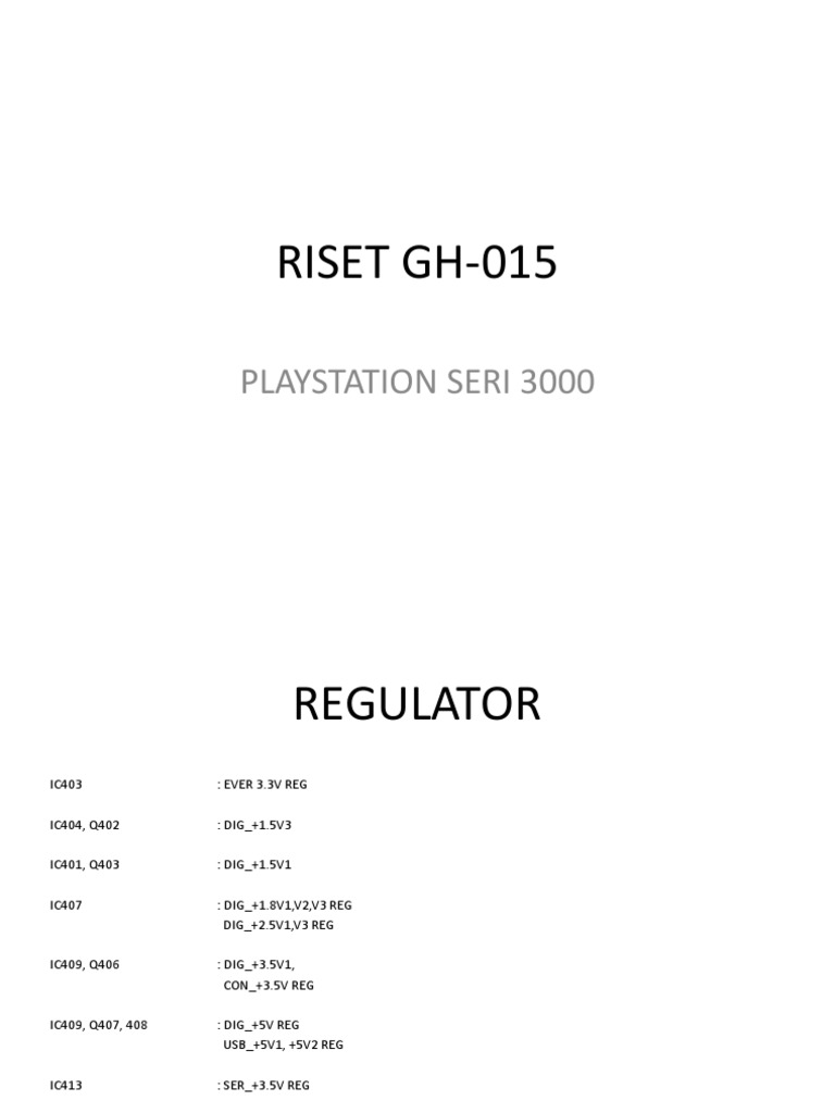 Riset GH 015, Playstation 2, Servis | PDF